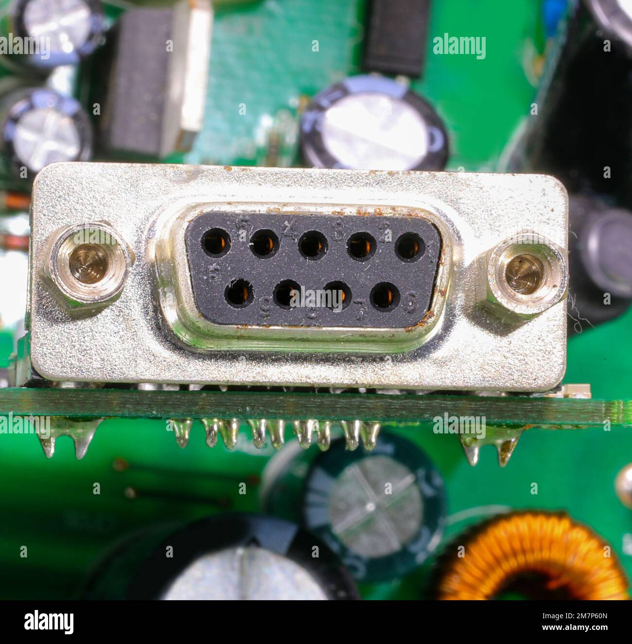 Female serial Port called RS232 to transfer data in the device Stock ...