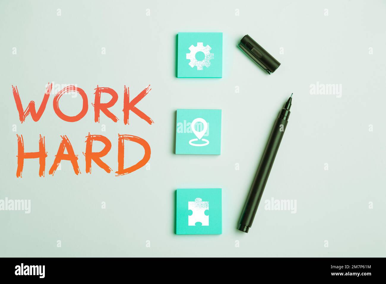 Hand writing sign Work Hard. Word for Laboring that puts effort into ...