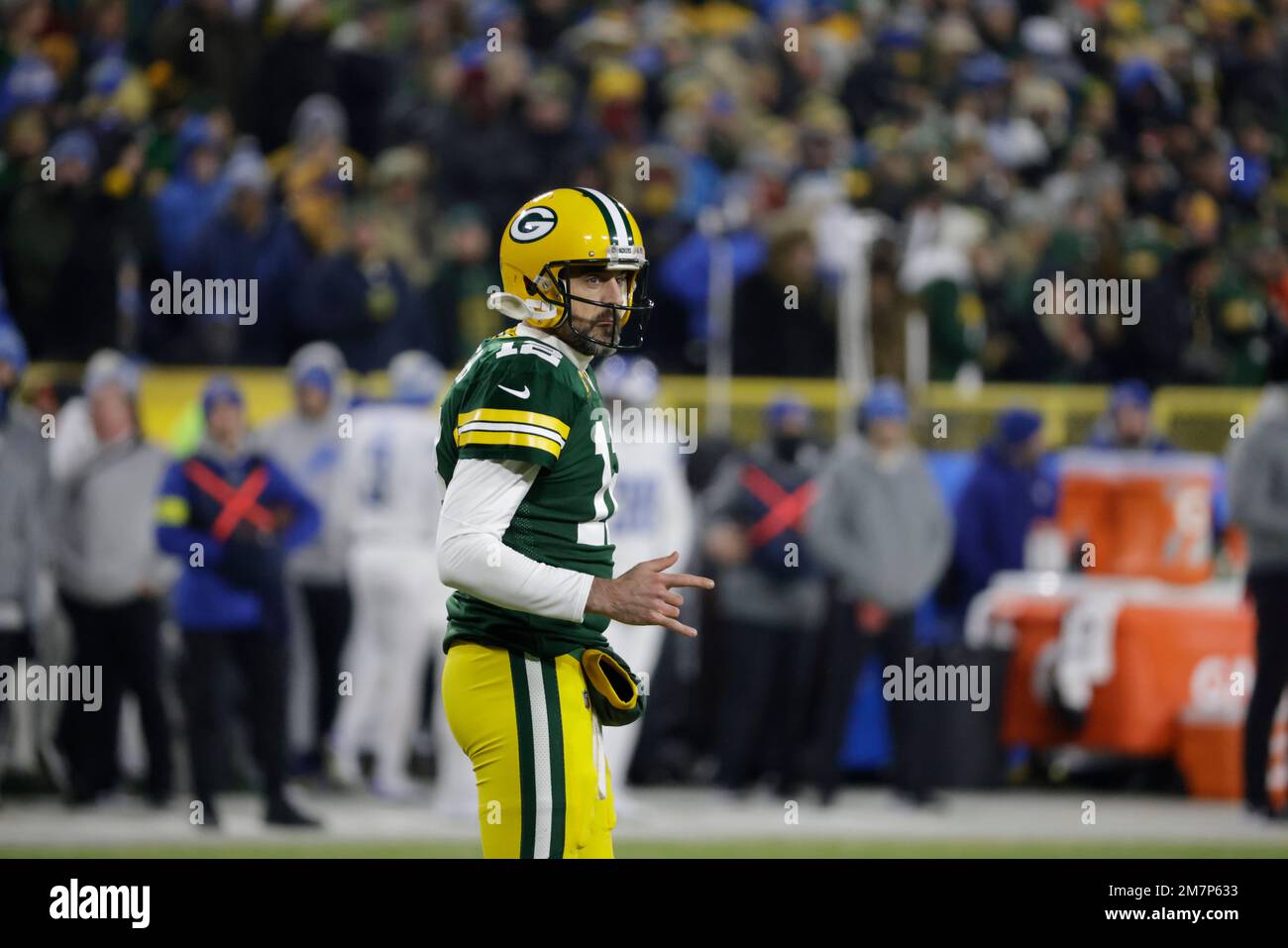 Green Bay Packers quarterback Aaron Rodgers during an NFL football game ...