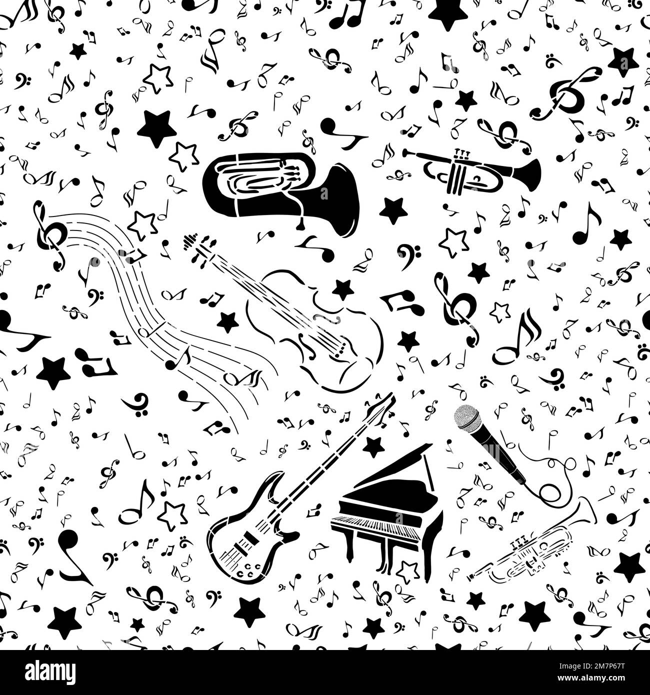Seamless pattern music and notes. Vector illustration Stock Vector ...