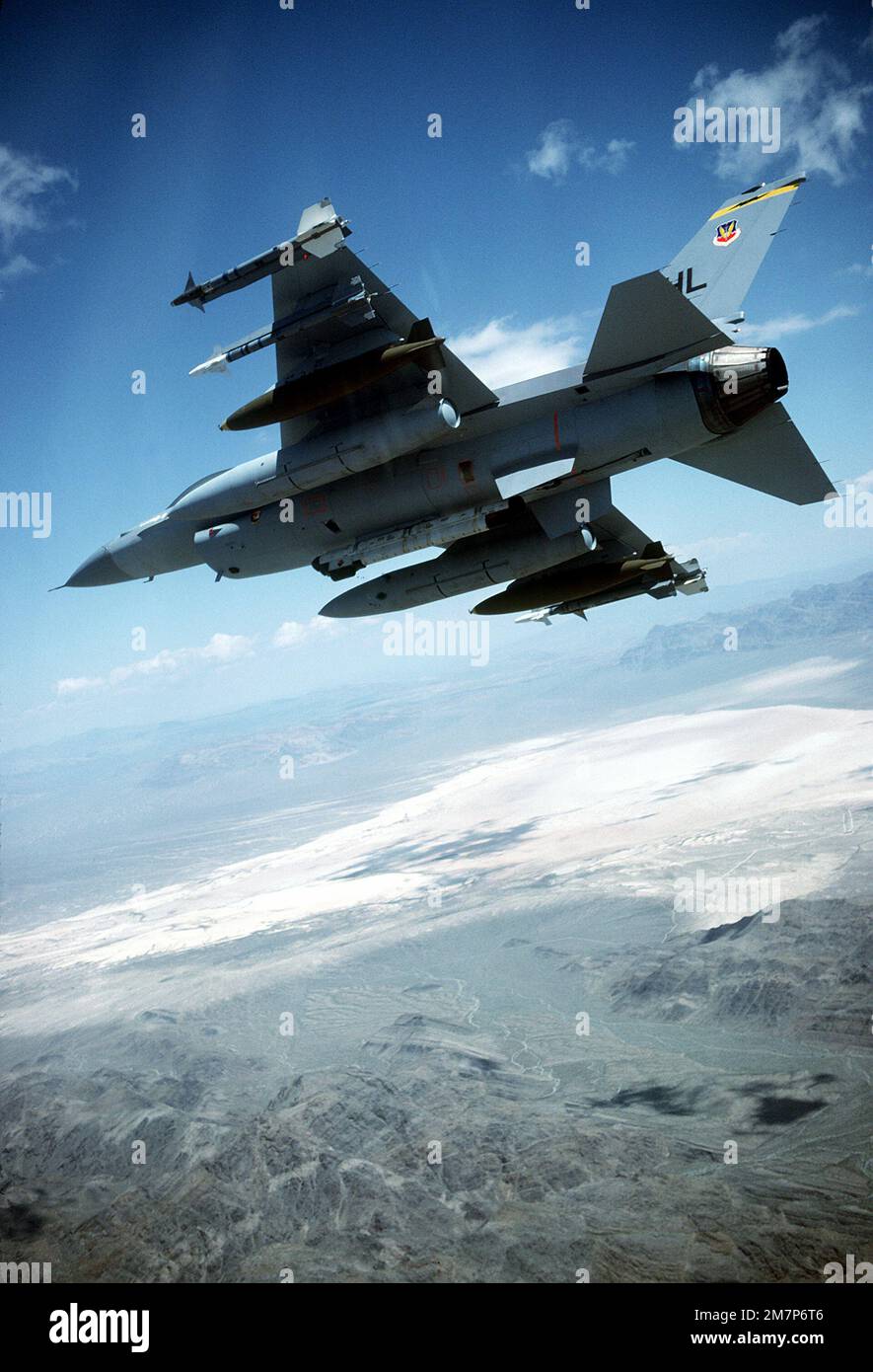 Air-to-air view of an F-16A Fighting Falcon aircraft of the 4th ...