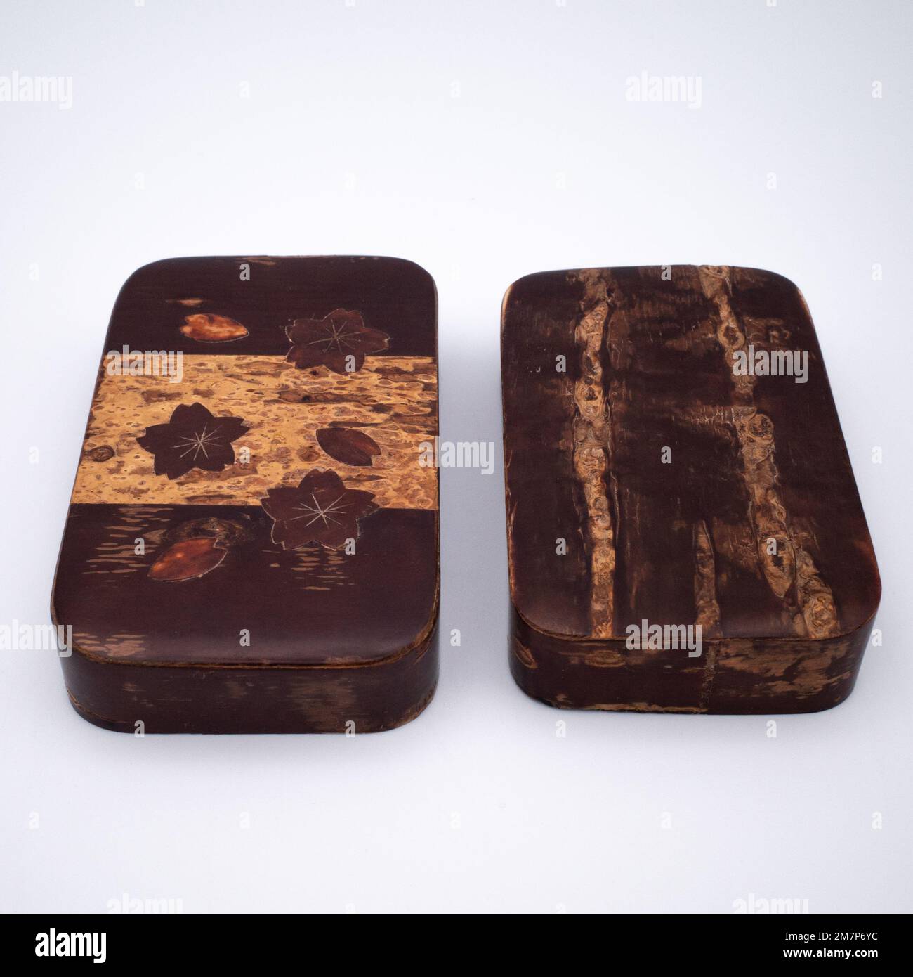 Vintage Japanese Kabazaiku Cherry Tree Bark Rectangular Sakura Box and ...