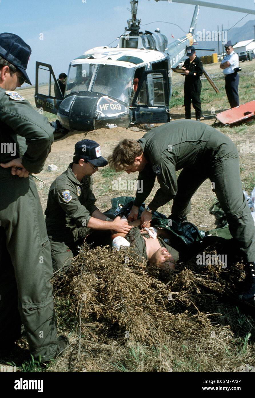 A member of the New York Air National Guard treats a "crash victim ...