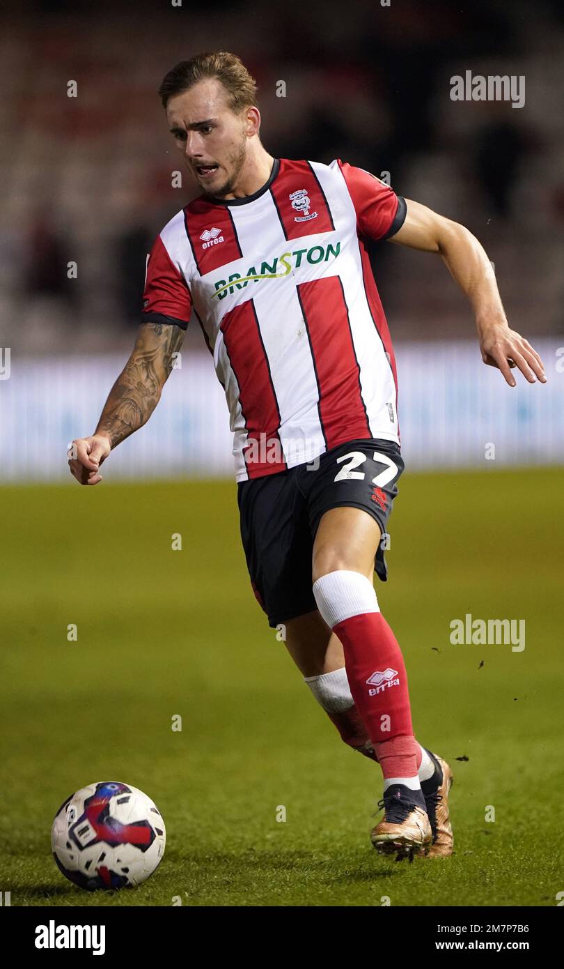 Lincoln City's Jack Diamond during the Papa Johns Trophy Quarter-Final ...
