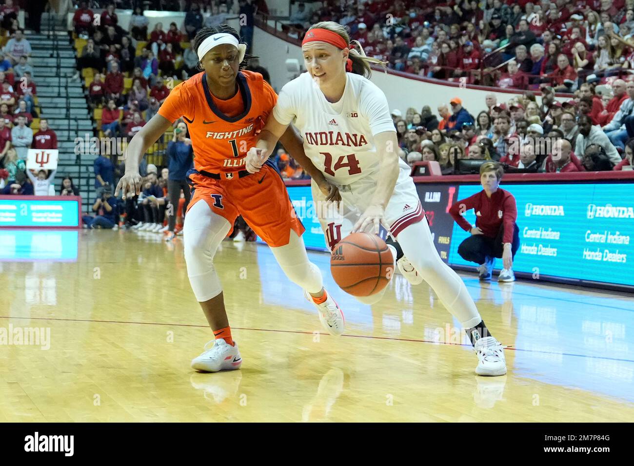 Indiana guard Sara Scalia (14) in action as Illinois played Indiana in ...