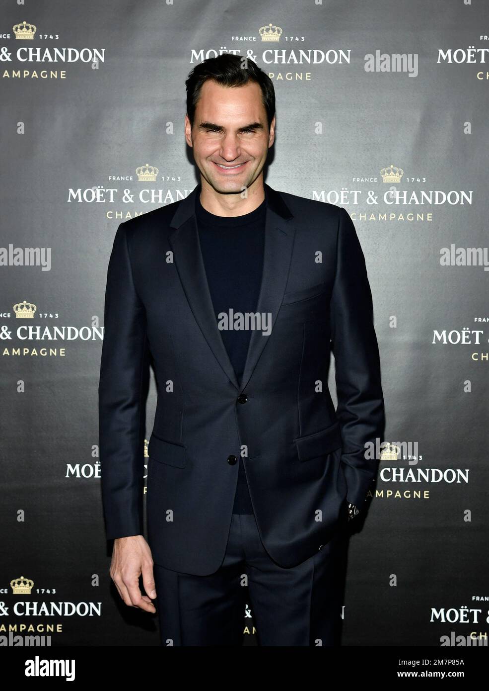 Roger Federer attends the Moet & Chandon holiday season celebration at ...