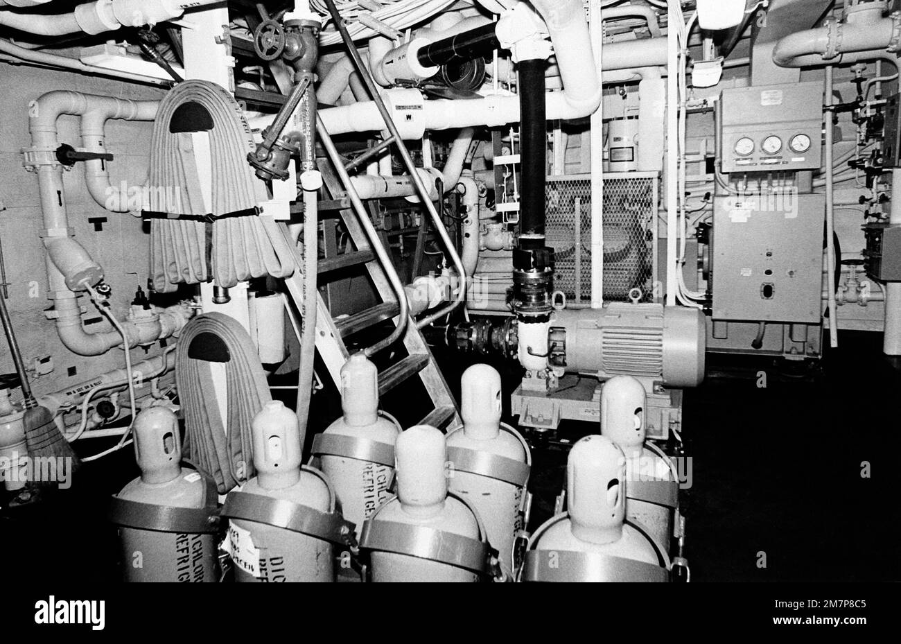 An interior view of the air conditioning machinery room on the guided ...