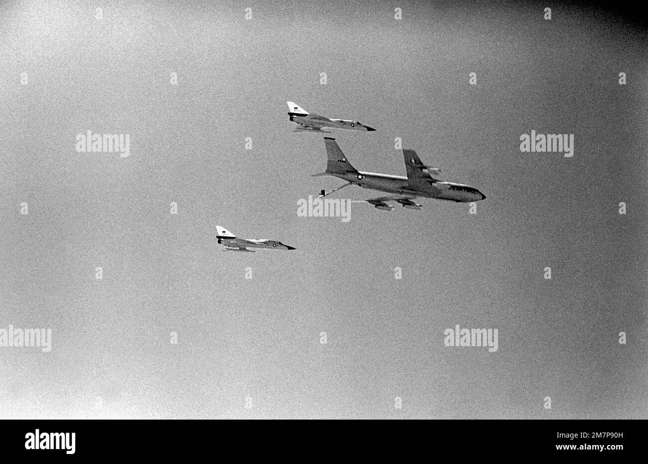 An air-to-air view of a KC-135 Stratotanker aircraft from the 93rd Air ...