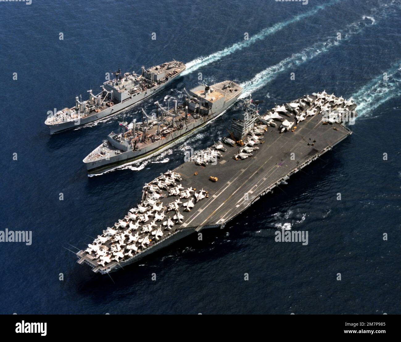 A port bow view of the replenishment oiler USS MILWAUKEE (AOR 2 ...