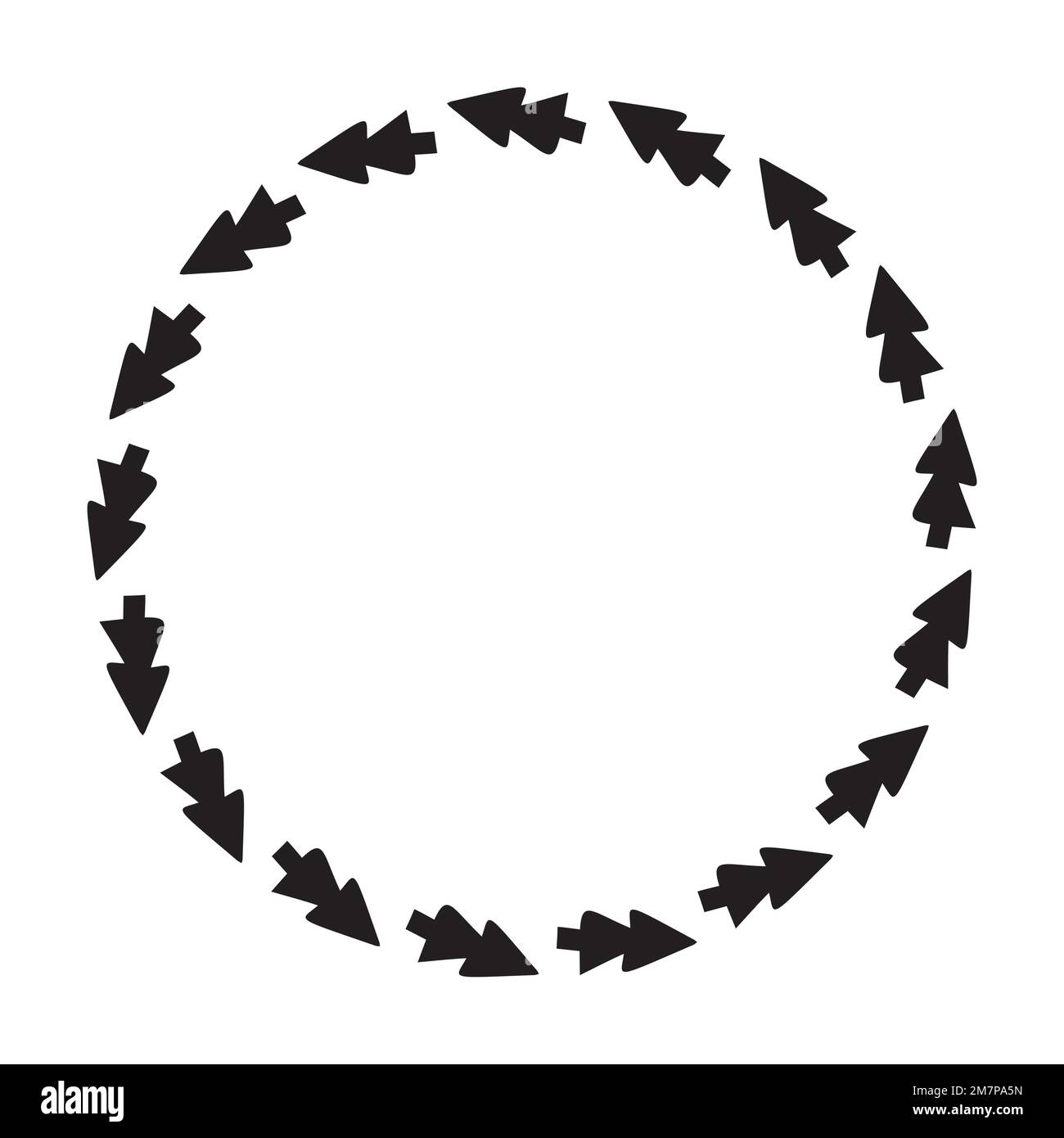 Outdoor forest vector frame. Scandi block print woodland border Stock ...