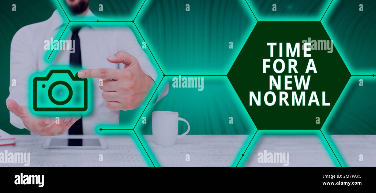 Conceptual display Time For A New Normal. Business idea Make a big ...