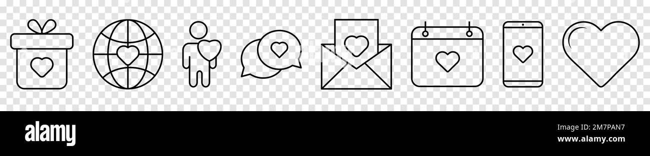 Love line icons. Vector illustration isolated on transparent background ...