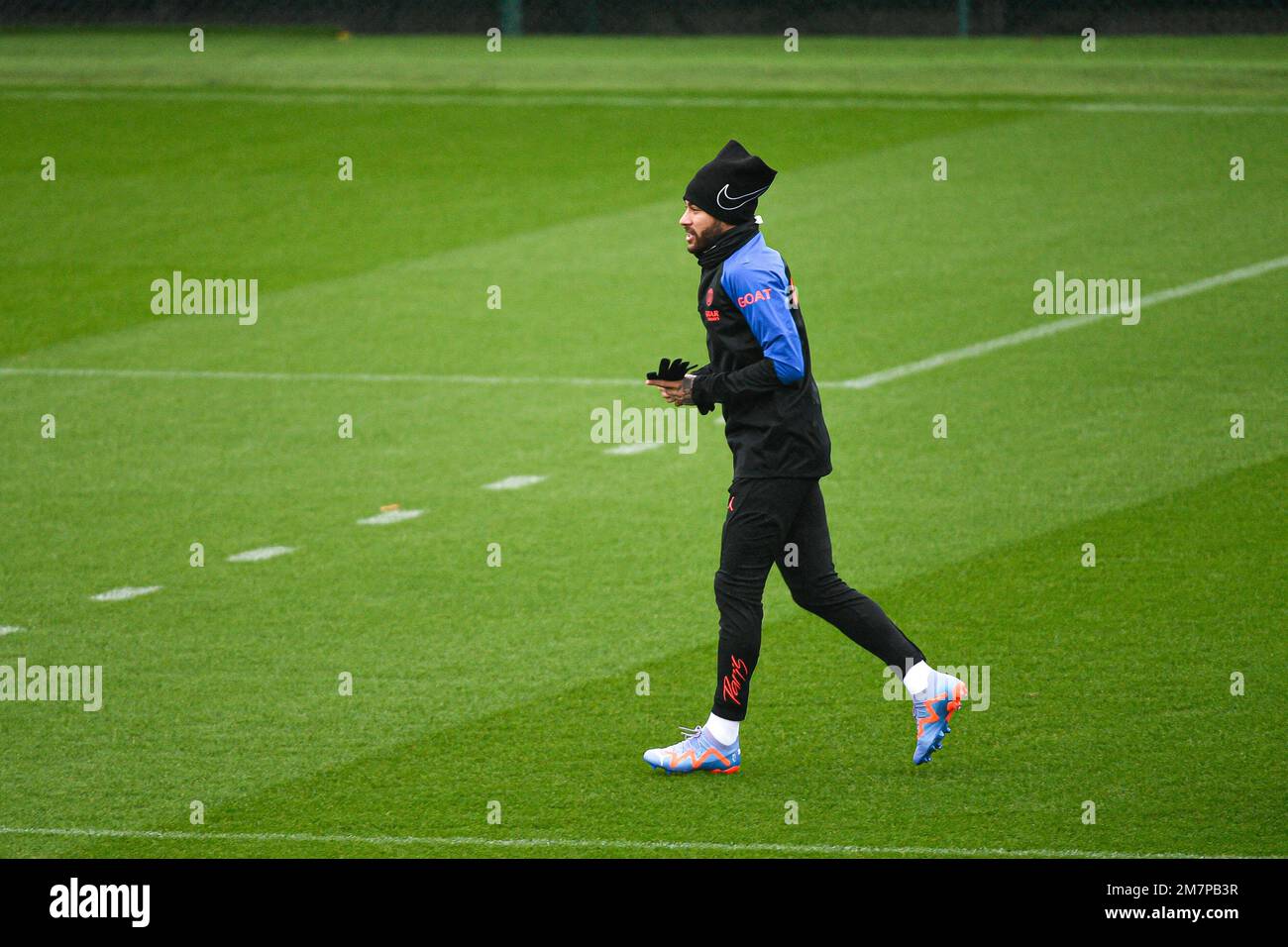 Neymar JR during a training session at the Camp des Loges Paris Saint ...