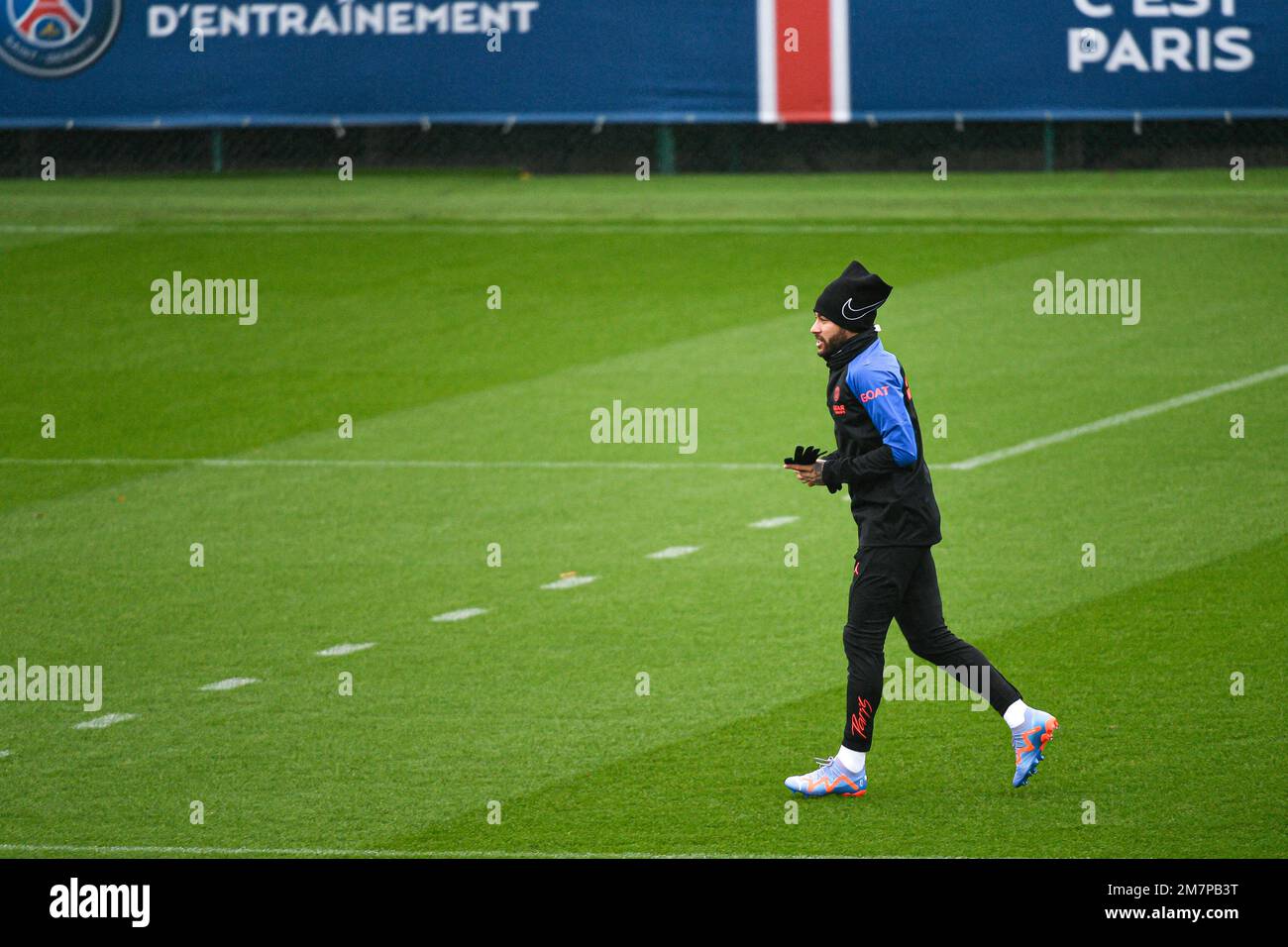Neymar JR during a training session at the Camp des Loges Paris Saint ...