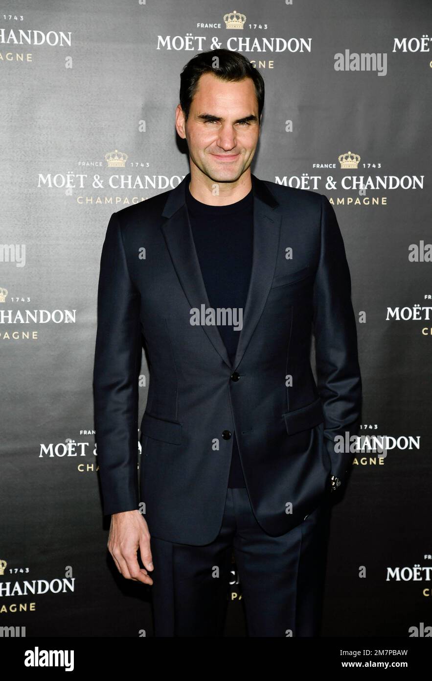 Roger Federer attends the Moet & Chandon holiday season celebration at ...