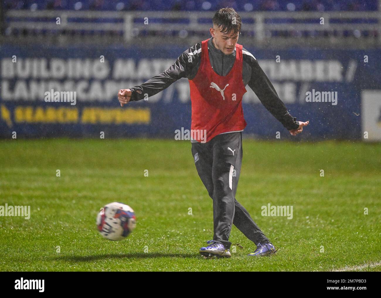 Plymouth Argyle midfielder Jack Endacott (42) warming up during the ...