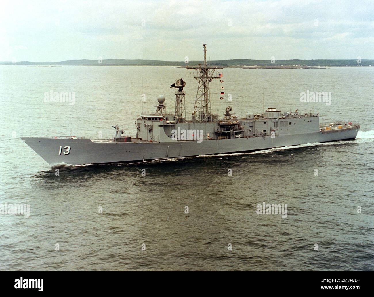 Aerial port bow view of the guided missile frigate SAMUEL ELIOT MORISON ...