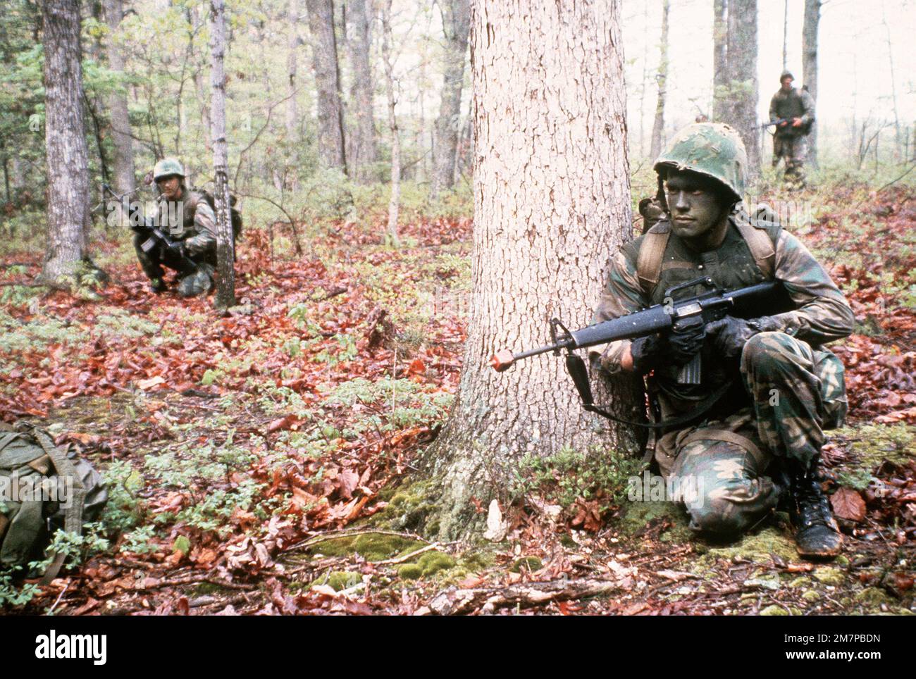 Marine officers carrying M-16A1 rifles participate in an Infantry ...
