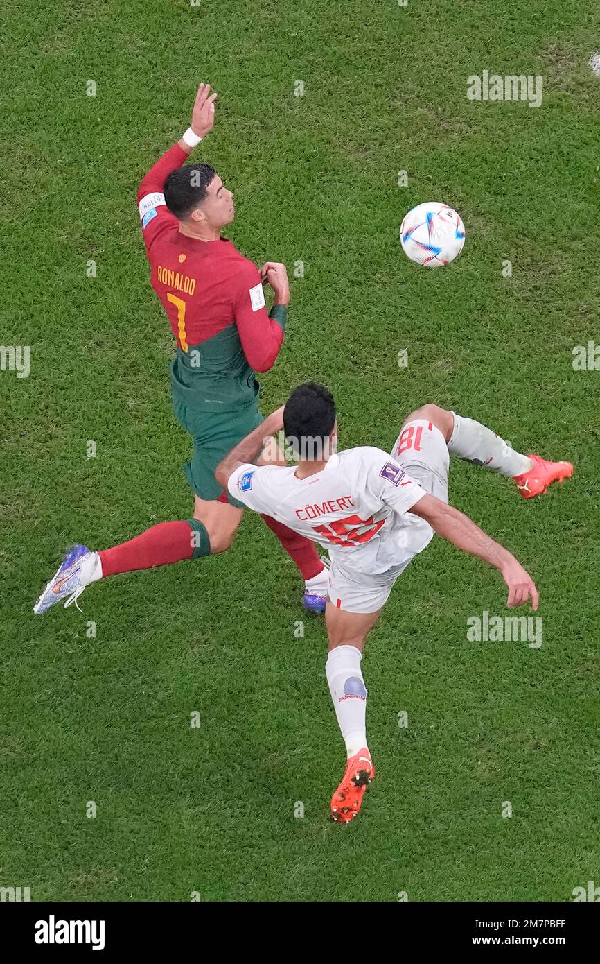 Portugal's Cristiano Ronaldo, left, and Switzerland's Eray Comert ...