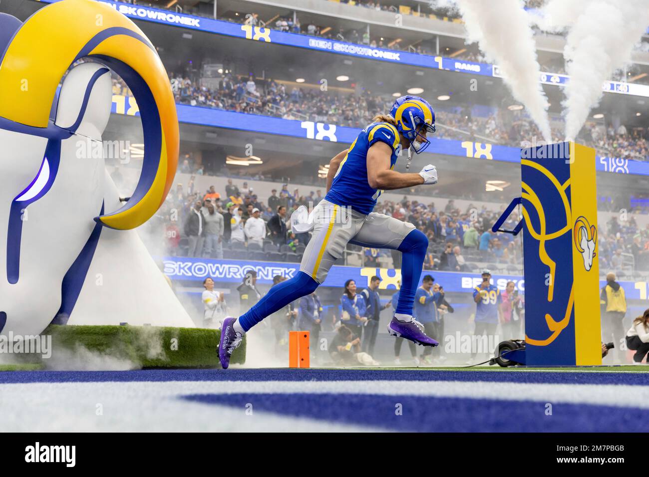 Los Angeles Rams wide receiver Ben Skowronek (18) is introduced during ...
