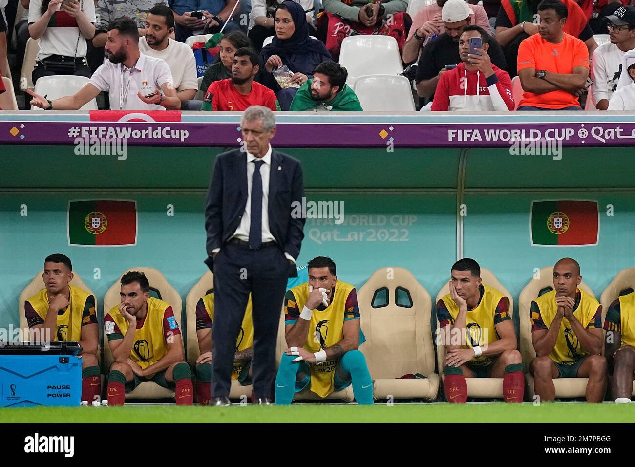 Portugal's Cristiano Ronaldo, second right, sits on the bench during ...