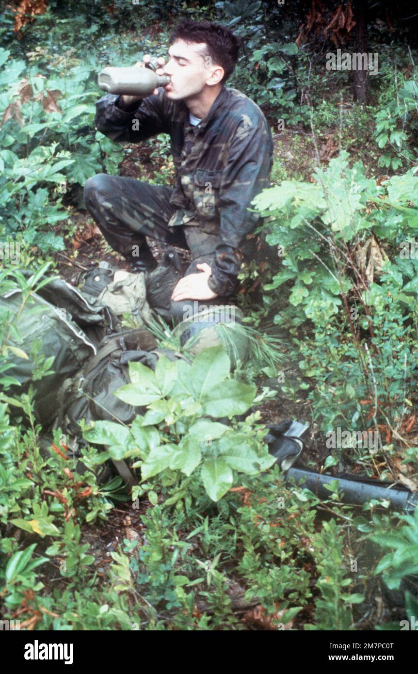 First LT. D.A. Anderson takes a break from field training during the ...