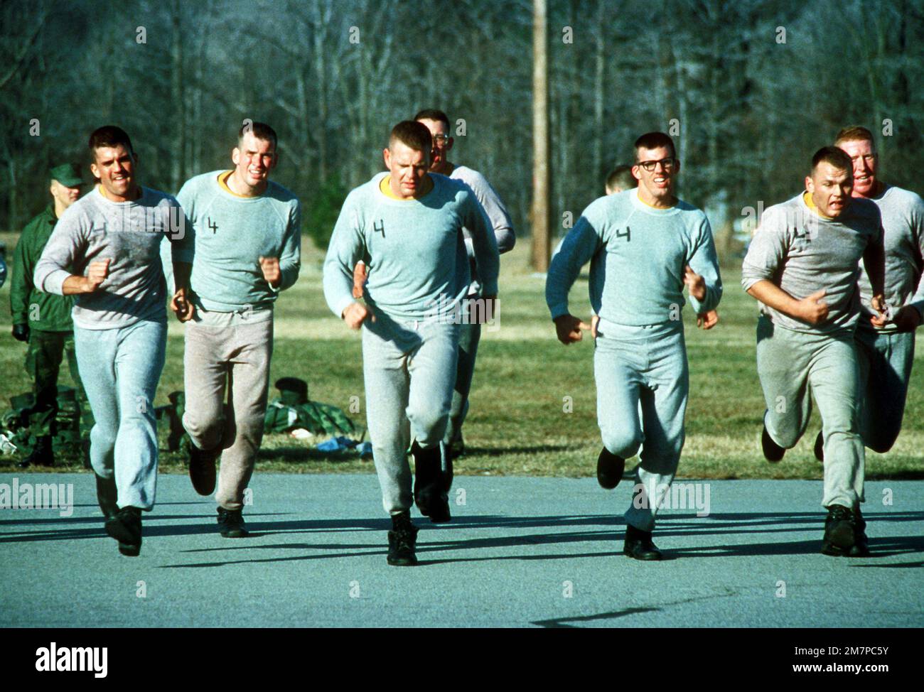 Marine officer candidates run wind sprints as part of their physical ...
