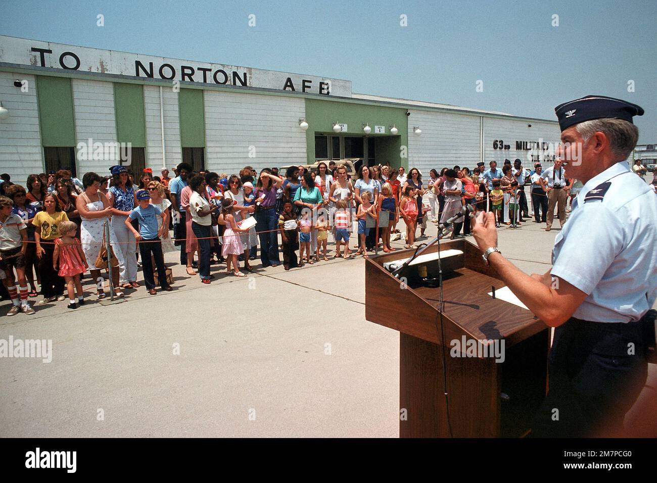 COL. Hargrove, base commander, addresses family members and visitors ...