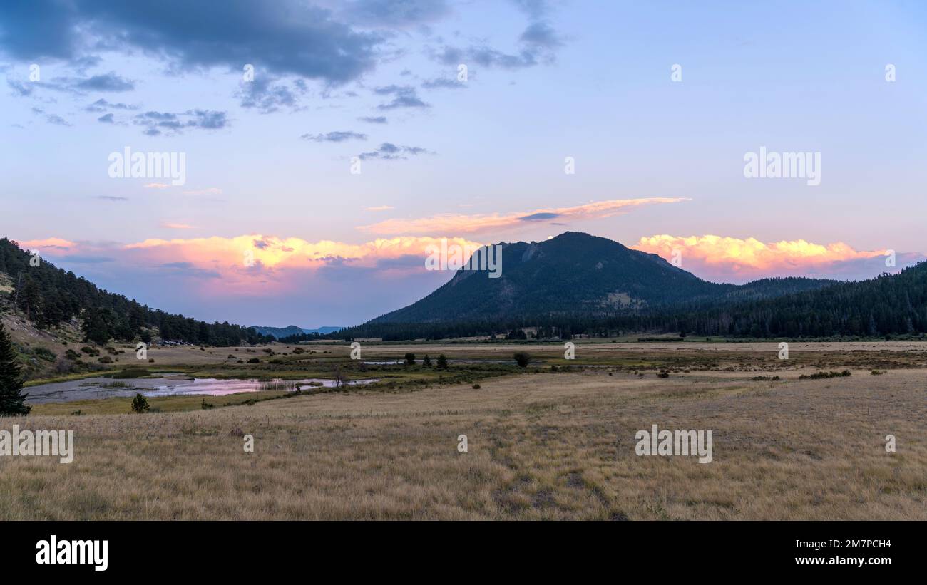 Sunset Deer Mountain - Summer sunset view of Deer Mountain, rising high ...