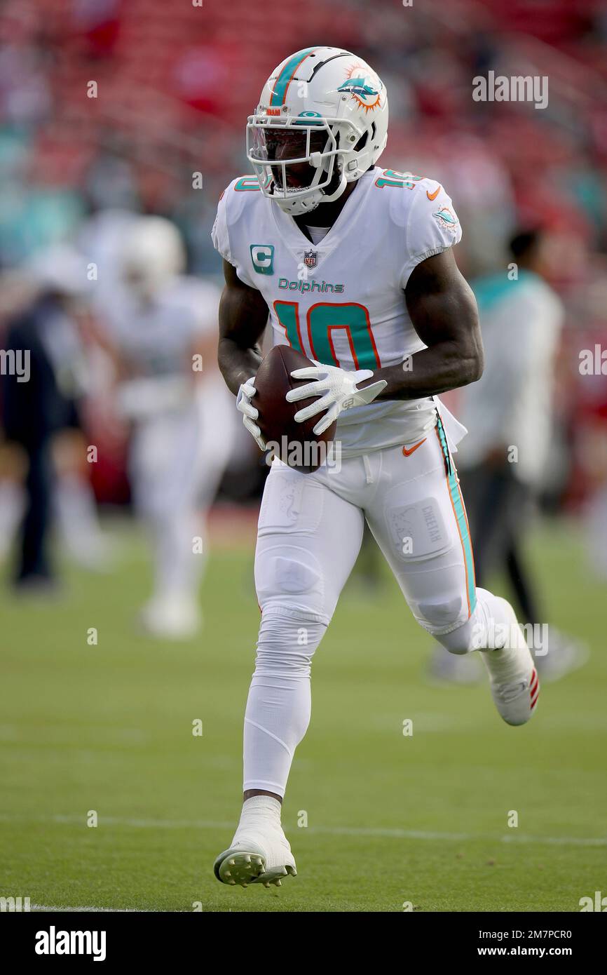 Miami Dolphins wide receiver Tyreek Hill (10) on the field during an ...