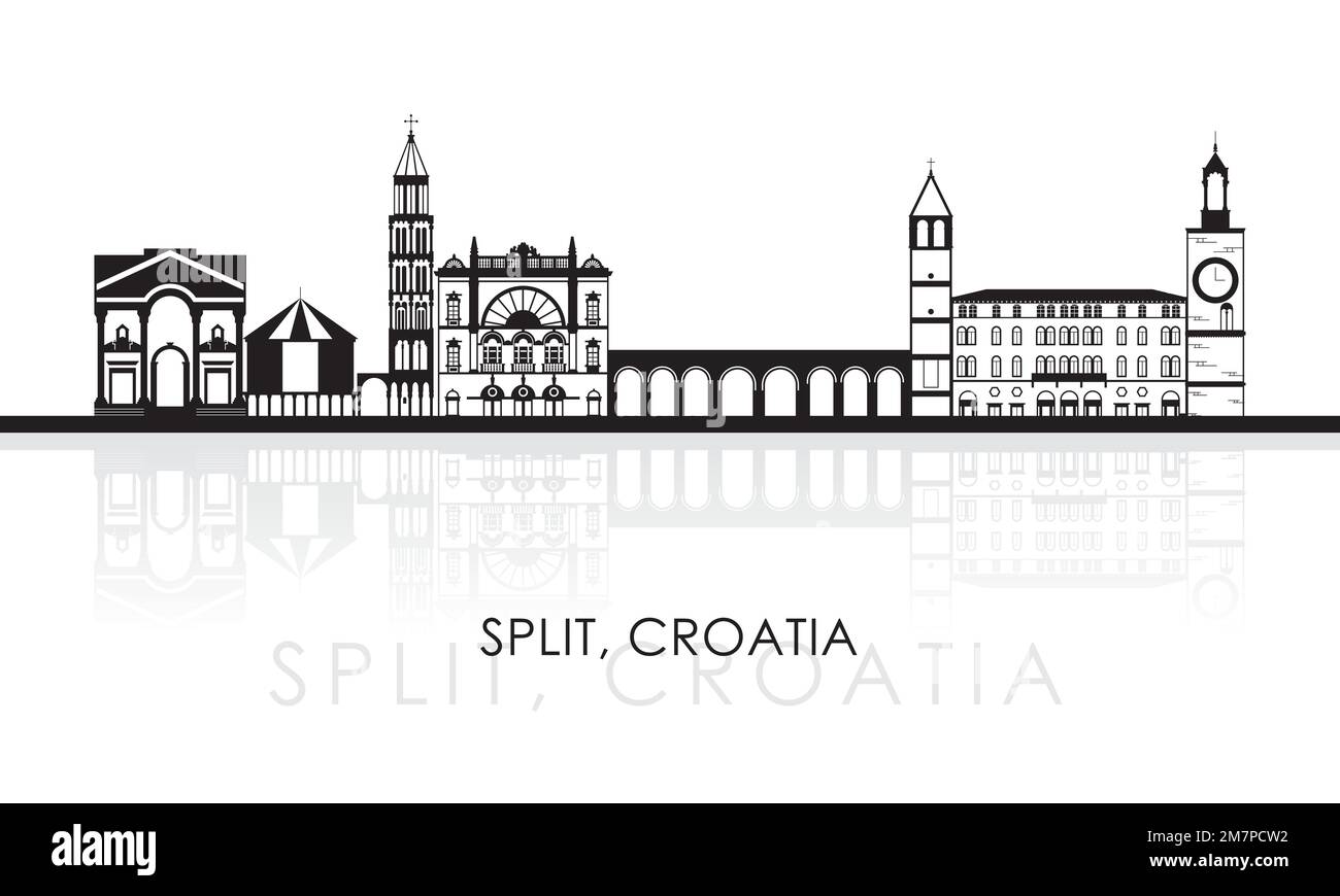 Silhouette Skyline panorama of City of Split, Croatia - vector ...