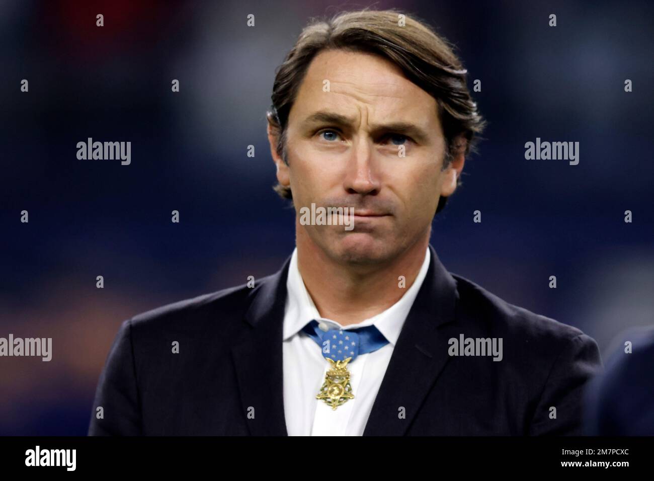 Medal of Honor recipient Will Swenson is honored during an NFL Football ...