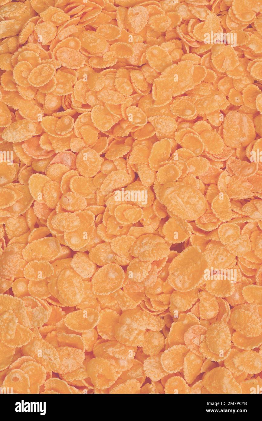 Corn-flakes background and texture. Top view. cornflake cereal box for ...