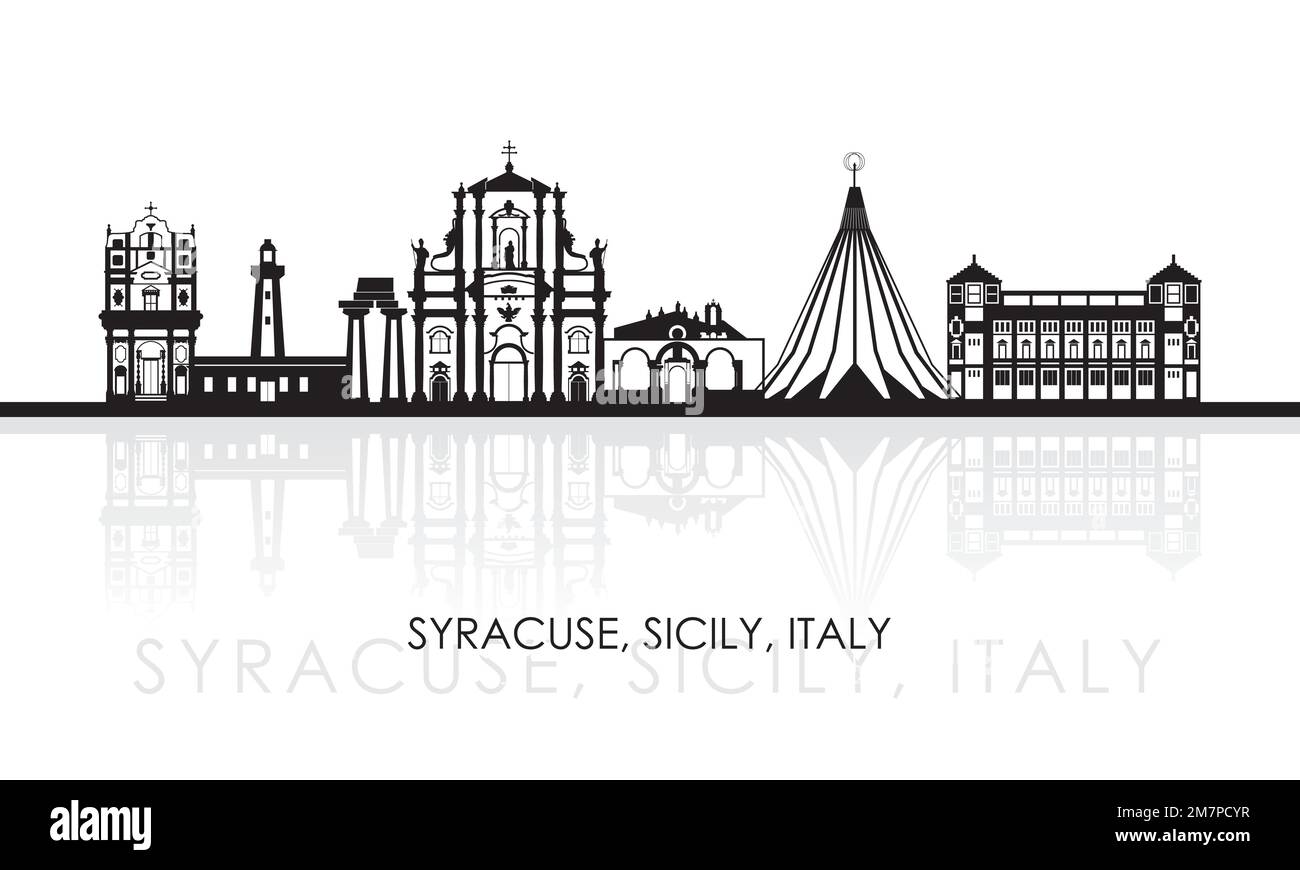 Silhouette Skyline panorama of Syracuse, Sicily, Italy - vector ...