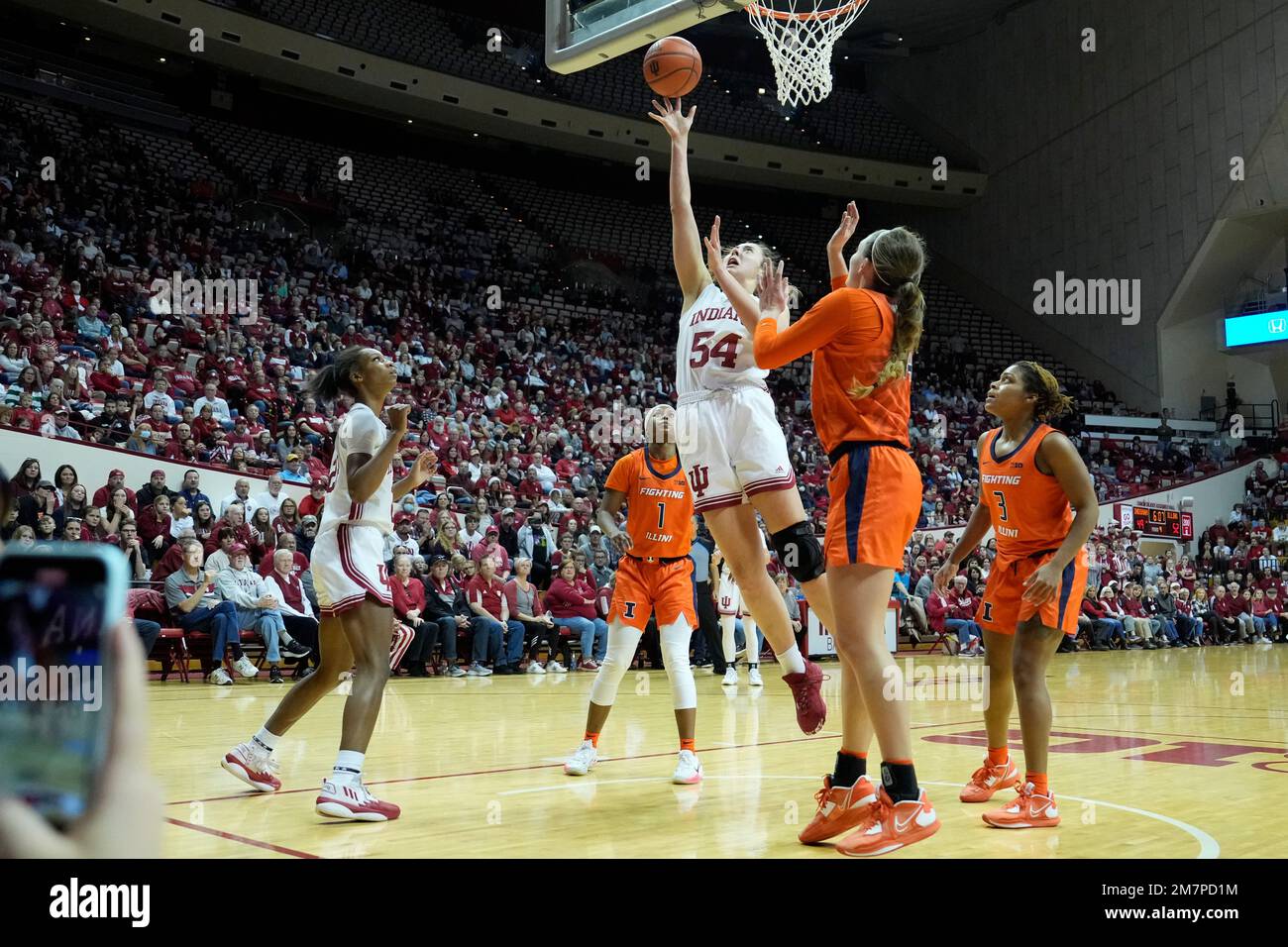 Indiana forward Mackenzie Holmes (54) in action as Illinois played ...