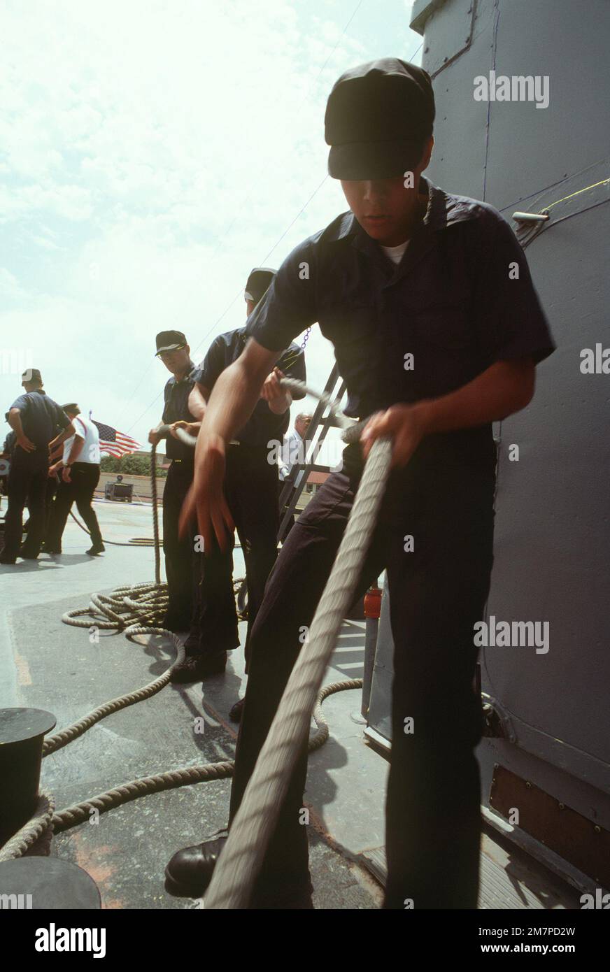 Recruits undergo basic training aboard the training destroyer escort ...