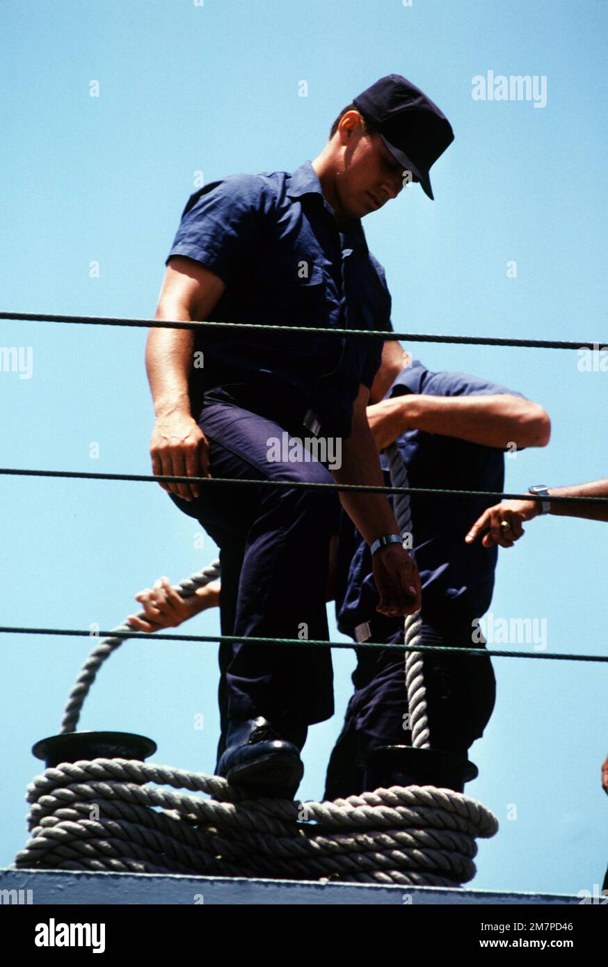 Recruits undergo basic training aboard the training destroyer escort ...