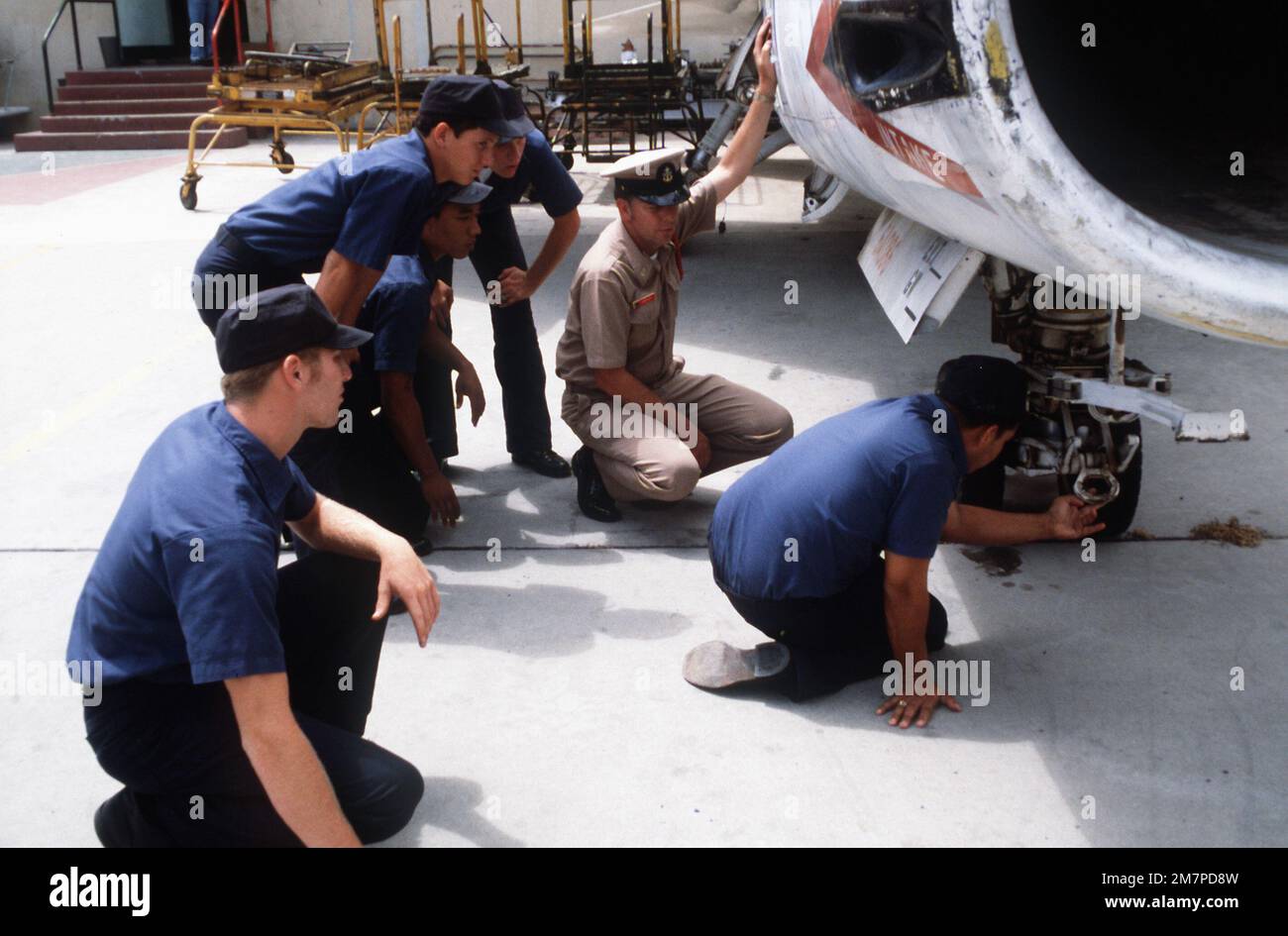 Recruits receive training on the various exterior parts of an aircraft ...