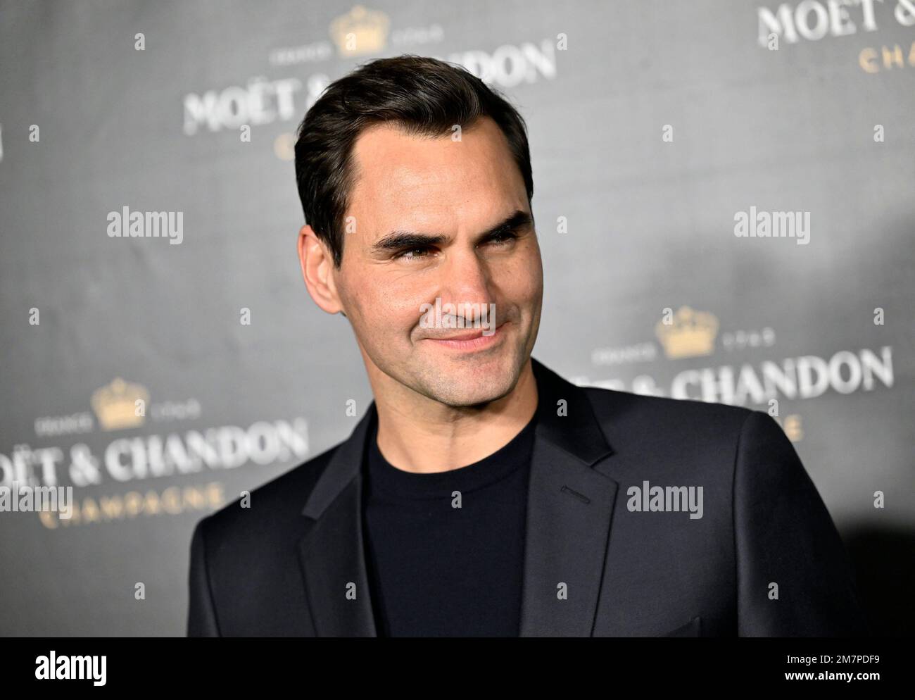 Roger Federer attends the Moet & Chandon holiday season celebration at ...