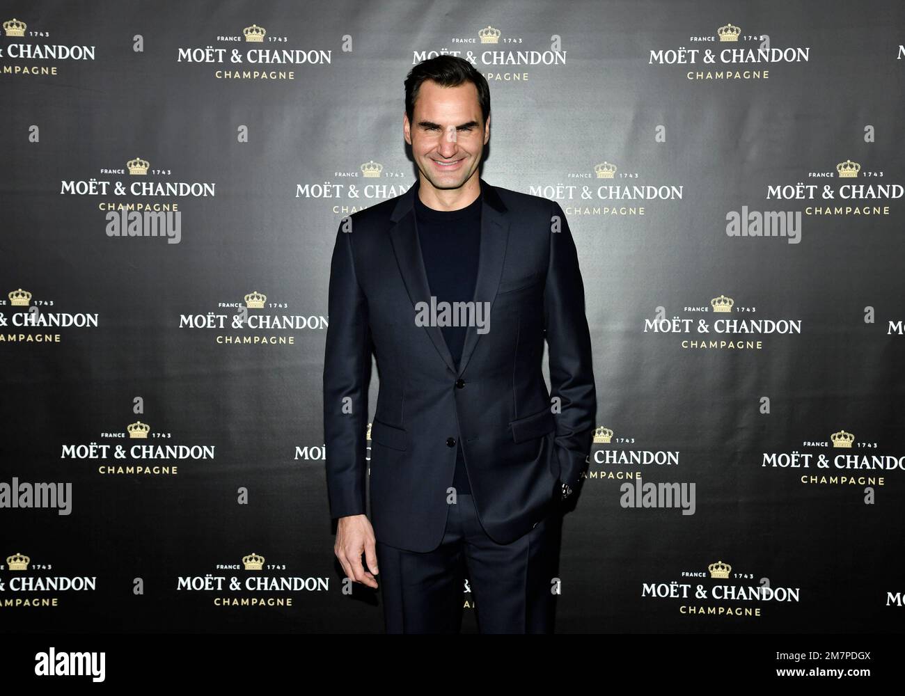 Roger Federer attends the Moet & Chandon holiday season celebration at ...