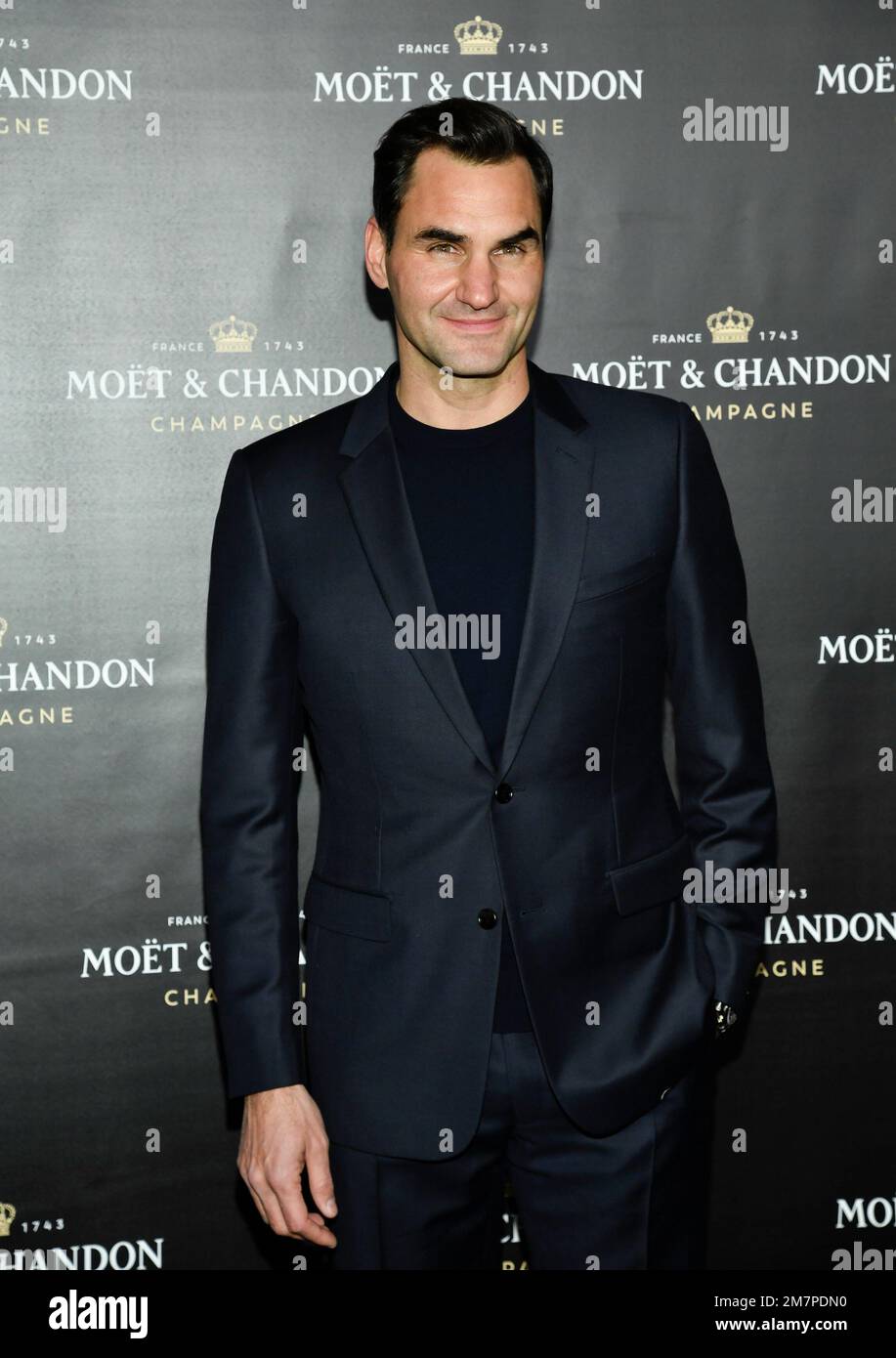 Roger Federer attends the Moet & Chandon holiday season celebration at ...
