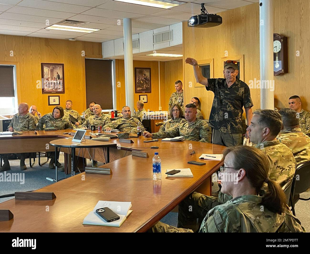 Lt. Gen. Jeffrey Buchanan (Retired) provides feedback after a briefing ...