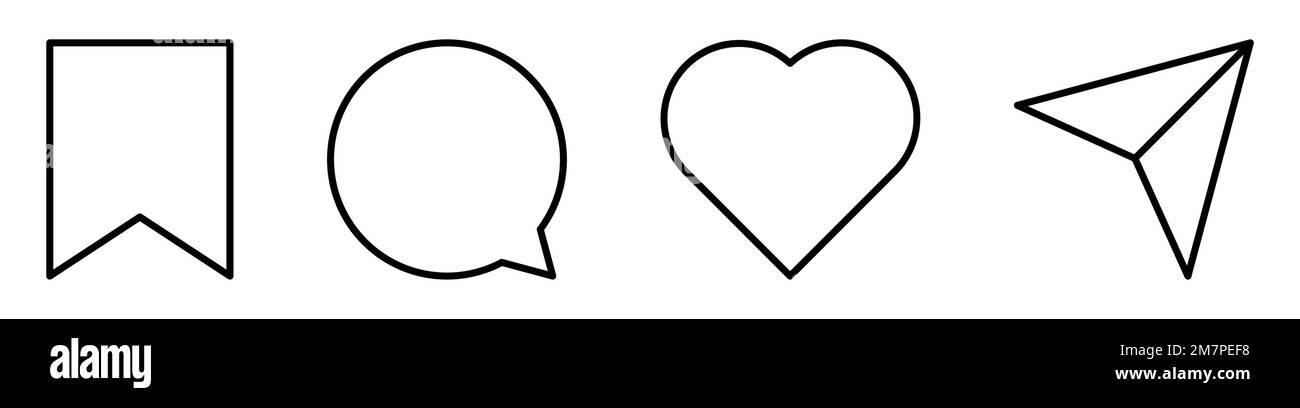 Social media user interface icons. Like, comment, share and save icons ...