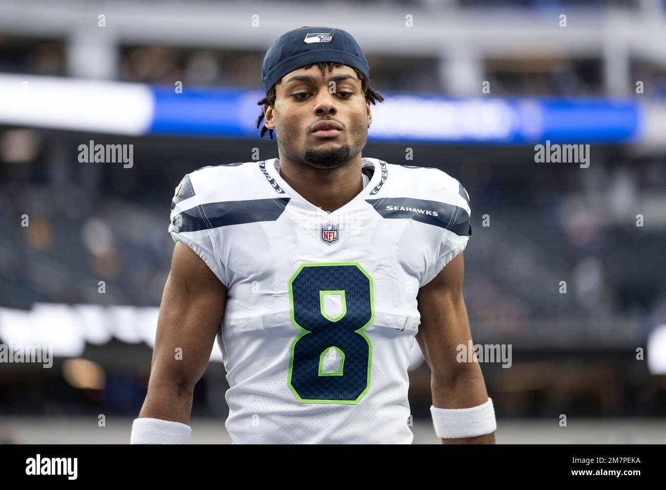 Seattle Seahawks cornerback Coby Bryant (8) walks back to the locker ...