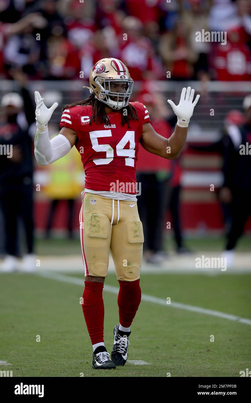 San Francisco 49ers linebacker Fred Warner (54) celebrates during an ...