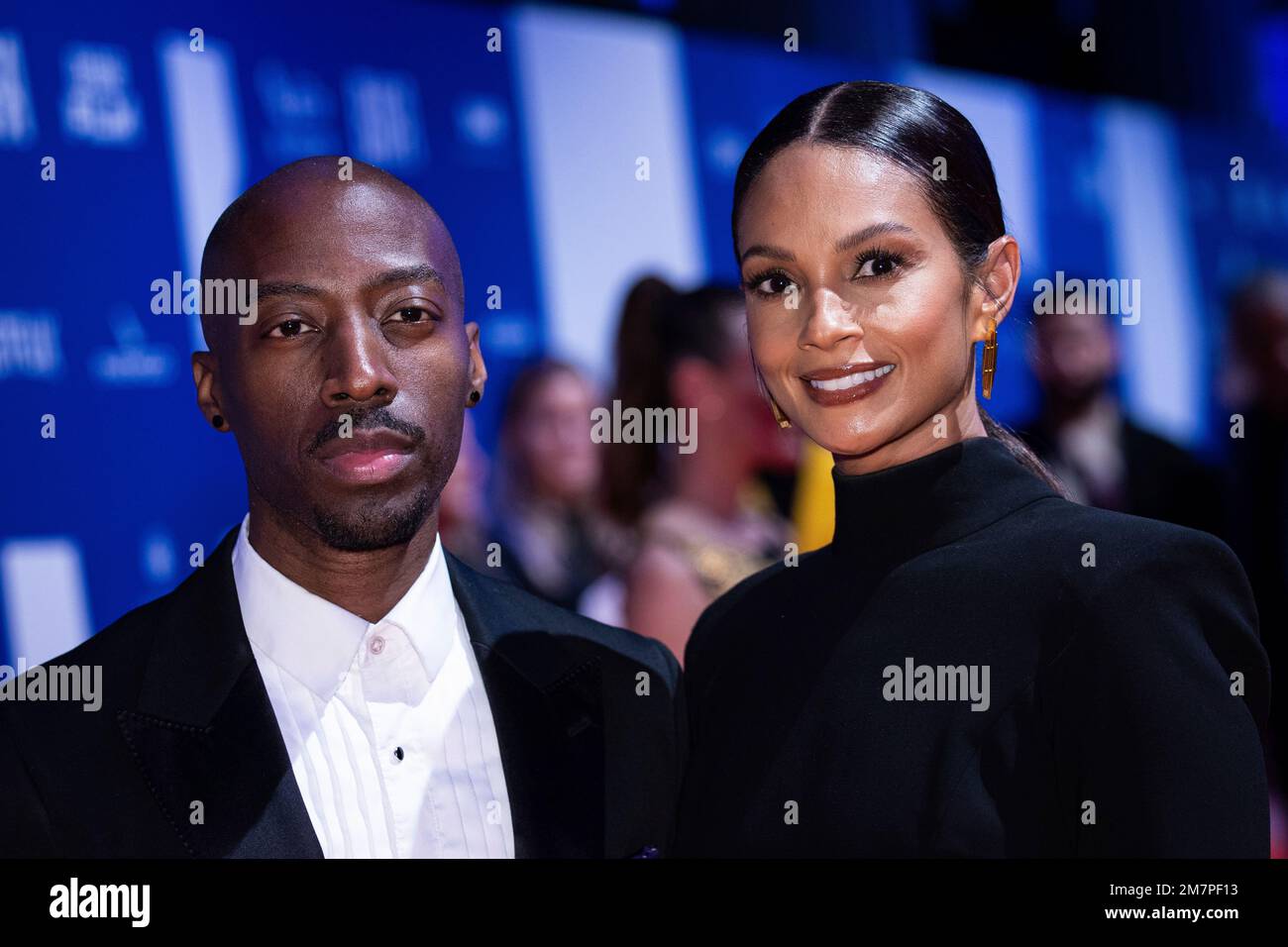 Alesha Dixon and Azuka Ononye pose for photographers upon arrival for ...