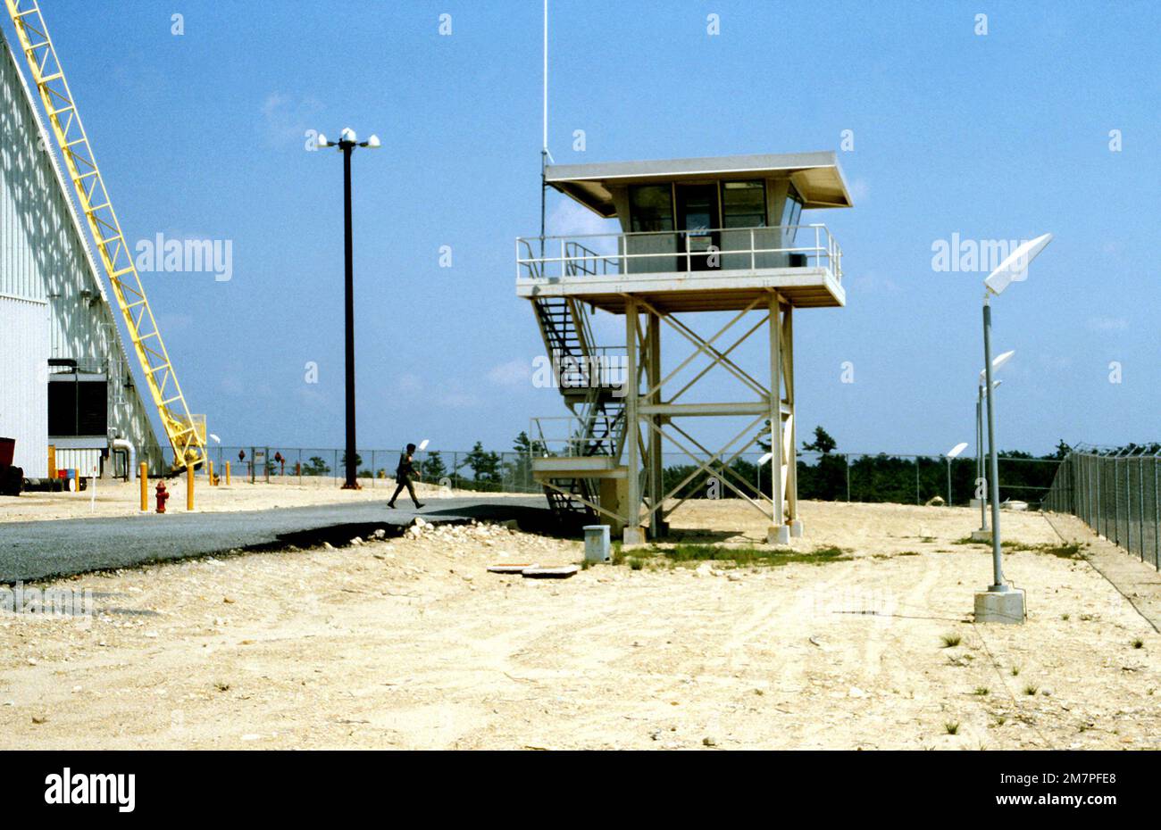Aerial view of the Strategic Air Command Security Police tower adjacent ...