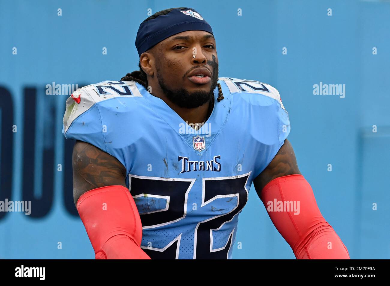 FILE - Tennessee Titans running back Derrick Henry walks on the ...