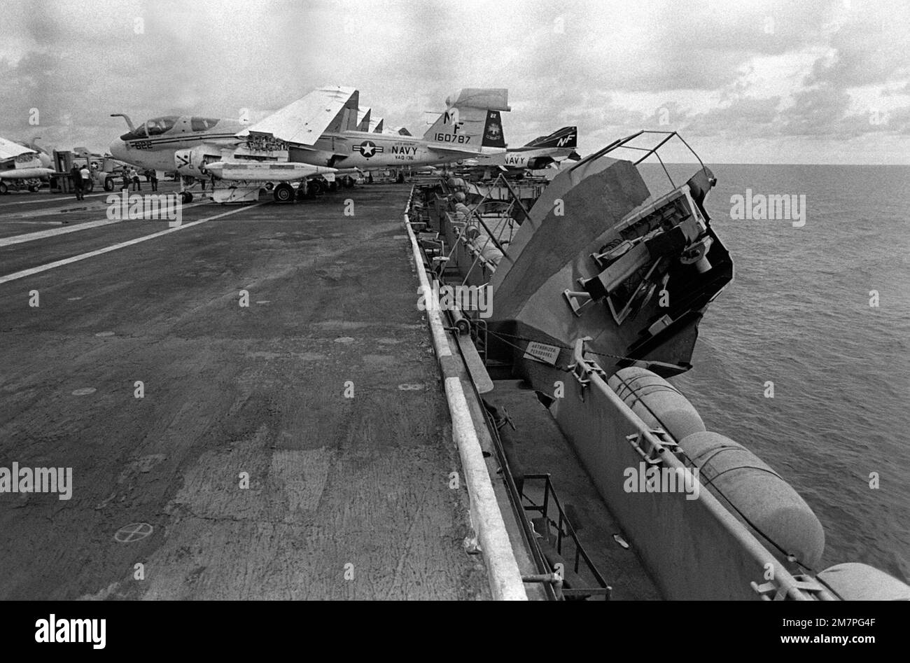 A view of damage caused to several F-4 Phantom II aircraft parked on ...