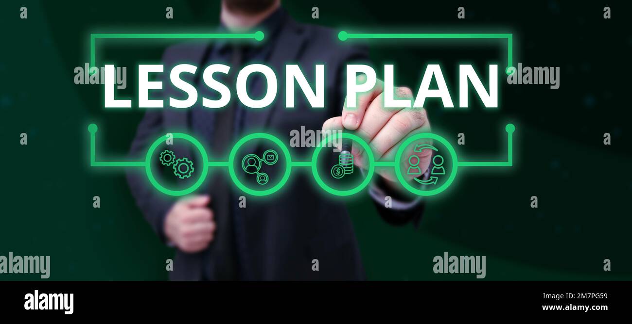 Hand writing sign Lesson Plan. Concept meaning a teacher's detailed ...